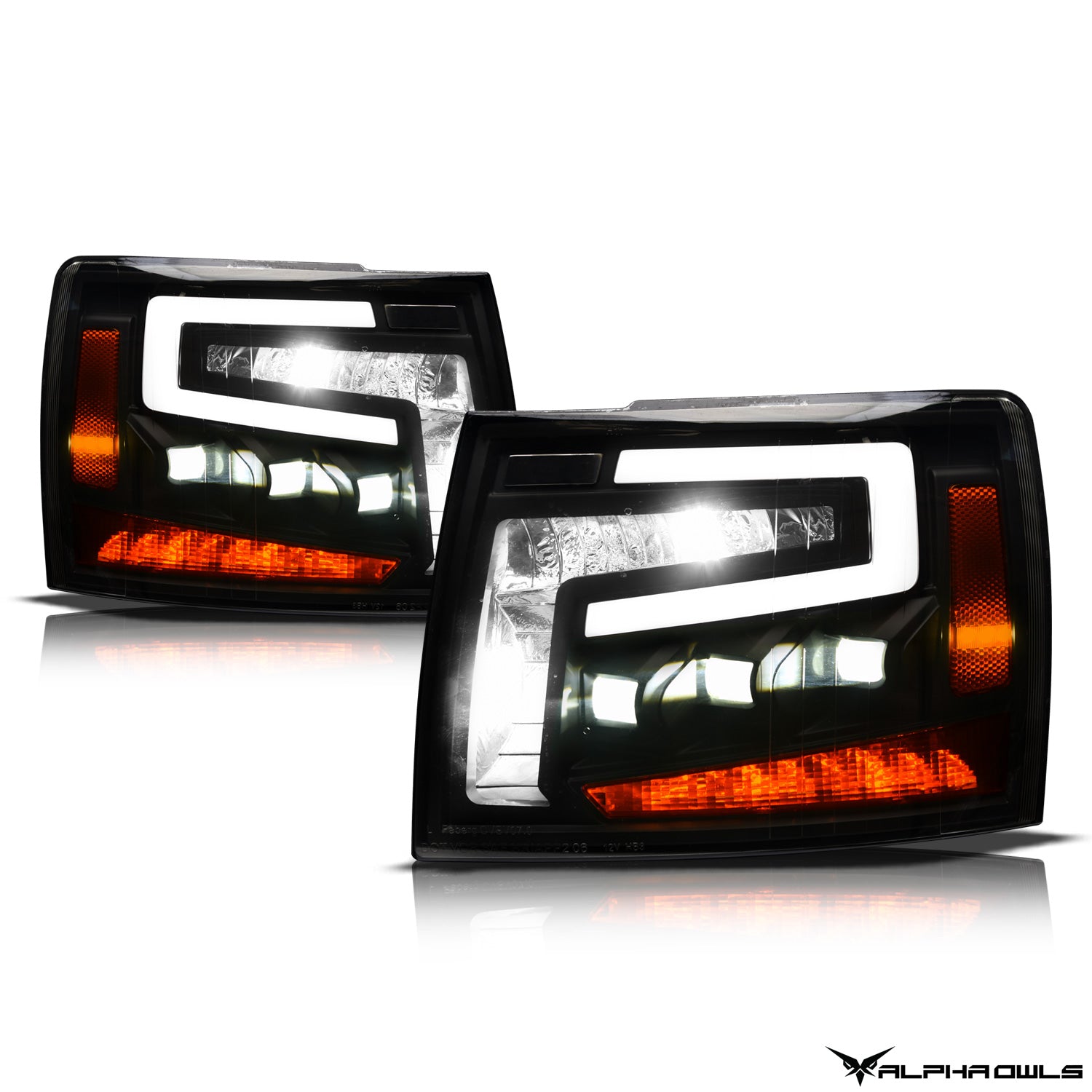 2007-2014 Sierra Projector Headlights Full LED Sequential Tube Tri ...